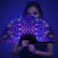China Custom Kung Fu Folding Fans Large Hand Held Clack Fans Bamboo Fan 33Cm For Rave Festivals for sale