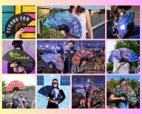 China Custom Kung Fu Folding Fans Large Hand Held Clack Fans Bamboo Fan 33Cm For Rave Festivals for sale