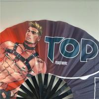 China Custom Printed UV Reflective 13 Inch Large Bamboo Folding Clack Hand Held Fan for Rave Accessories for sale