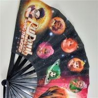 China Custom Printed UV Reflective 13 Inch Large Bamboo Folding Clack Hand Held Fan for Rave Accessories for sale