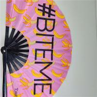 China Custom Printed UV Reflective 13 Inch Large Bamboo Folding Clack Hand Held Fan for Rave Accessories for sale