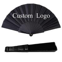 China Clack Custom Printed Large Folding UV Reactive Hand Fans 13 Inch Large Folding Bamboo Hand Fan Big Club Fan for Events for sale
