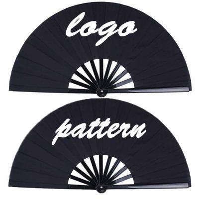 China Customized UV Printed Party Fan Rave Fan Large Bamboo Kung Fu Hand Fan for sale