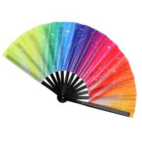 China Customized UV Printed Party Fan Rave Fan Large Bamboo Kung Fu Hand Fan for sale