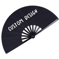China 33cm UV Printed Large Clack Fans Bamboo Kung Fu Fan Large Rave Hand Fans for sale