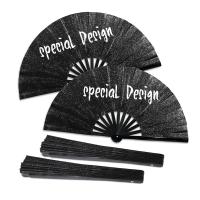 China UV Glow Rave Folding Hand Fan With Bamboo Ribs for Men/Women - Large Clack Festival Fan for sale