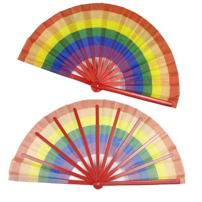 China 33CM Hand Fan 27cm / 33cm Holographic UV Fan High Premium Bamboo Folding Clack Rave Fan for Party Use for sale
