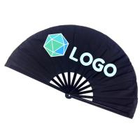 China 33CM Hand Fan 27cm / 33cm Holographic UV Fan High Premium Bamboo Folding Clack Rave Fan for Party Use for sale