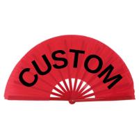 China Large Folding Hand Fan Custom Big Clack Wood Bamboo for Rave EDM Music Wedding Party Dance Performance Gift Handheld Fan for sale