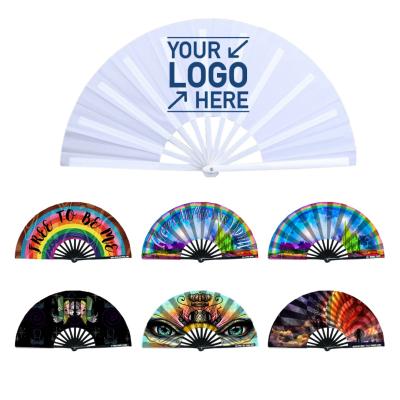 China 33cm Plastic Customized Big Plastic Hand Fans Bamboo Crafts Large Rave  Clark Fans Gay Fans for sale