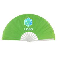 China 33cm Print Promotional Custom Printed Souvenir 33Cm Rave Bamboo Fabric Folding Large Hand Fans for sale