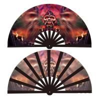 China Custom Print Bamboo Crafts Rave Clack Fan Festivals Foldable Hand Fan Rave for Christmas for sale