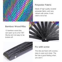 China Large Decorative Bamboo Crafts Rave Hand Fan Bamboo UV Glow Folding Fan Festival for sale