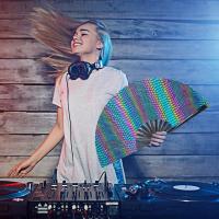 China Large Decorative Bamboo Crafts Rave Hand Fan Bamboo UV Glow Folding Fan Festival for sale