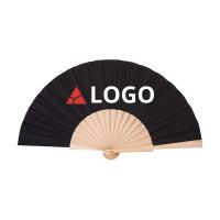 China 33Cm Custom Logo Printing Polyester Satin Big Clack Large  Bamboo Fan Rainbow Gay Pride Fan 34cm Rave Fans for sale