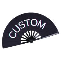China Wholesale Custom Bamboo Raves Fan Large 13 Inch DIY Design Rave Fan Logo Rainbow Fan for sale