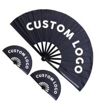 China Wholesale Custom Bamboo Raves Fan Large 13 Inch DIY Design Rave Fan Logo Rainbow Fan for sale