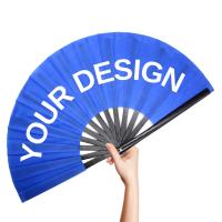 China Wholesale Custom Bamboo Raves Fan Large 13 Inch DIY Design Rave Fan Logo Rainbow Fan for sale