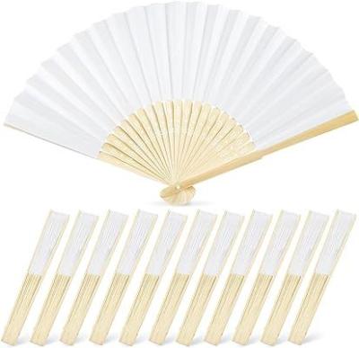 China Wholesale Two-sided White Bamboo Hand Fans Custom Printed Bamboo Folding Fan for sale
