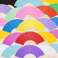 China Wholesale Two-sided White Bamboo Hand Fans Custom Printed Bamboo Folding Fan for sale
