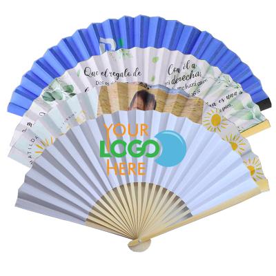 China Custom Folding Hand Fan Bamboo Crafts Sublimation Fans Bamboo Fans for Wedding for sale
