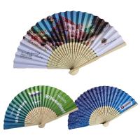 China Custom Colour 8 Inch (21cm) Popular Custom Design Sample Is Free Fabric Bamboo Hand Held Fan for Advertising for sale