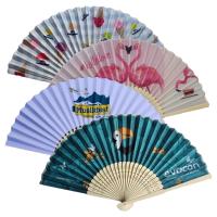 China Custom Colour 8 Inch (21cm) Popular Custom Design Sample Is Free Fabric Bamboo Hand Held Fan for Advertising for sale