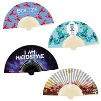 China Promotional Hand Fan Paper Folding Hand Fans Gifts With Bamboo Ribs for sale