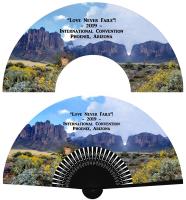 China Promotional Hand Fan Paper Folding Hand Fans Gifts With Bamboo Ribs for sale