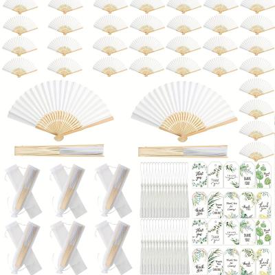 China Factory Price Custom Bamboo Folding Fan Paper Fans Wedding Hand Fans for Guests for sale