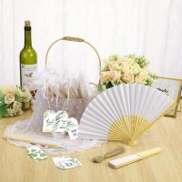 China Factory Price Custom Bamboo Folding Fan Paper Fans Wedding Hand Fans for Guests for sale