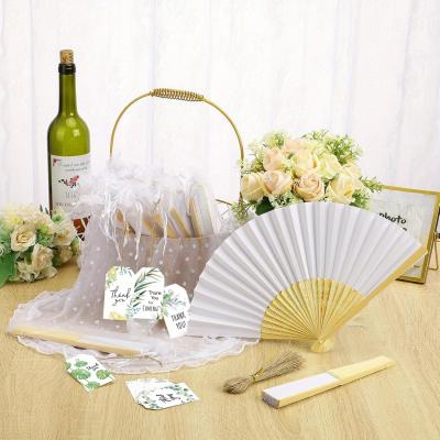 China Hot Selling Custom Wedding Favors Paper Fan Hand Held Fan Bamboo Fans for Wedding for sale