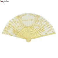 China Wedding Decoration Birthdays Home Gifts Chinese Bamboo Fabric Fan Openwork Personal Hand Held Folding Fans for sale