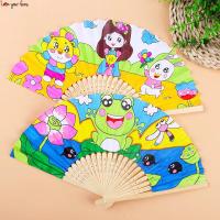 China Personalized Pattern Carving Bamboo New Year Fan Hand Fans Diy Paper Fans for sale