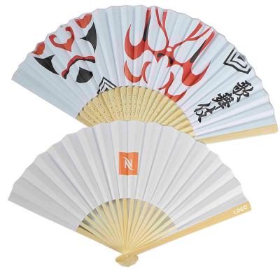 China Hot Sale Personalized Custom Bamboo Fan 6inch Small Custom Folding Silk Fabric Bamboo Hand Fans for sale