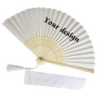 China Hot Sale Personalized Custom Bamboo Fan 6inch Small Custom Folding Silk Fabric Bamboo Hand Fans for sale