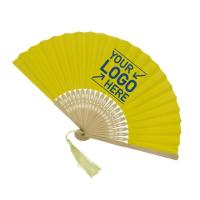 China Cheap Promotional Gifts Custom Printing Logo Bamboo Wedding Folding Fan High Quality Plain Silk Folding Hand Fan Wedding Fan for sale