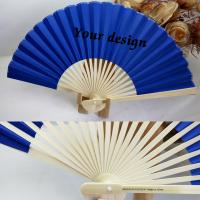 China High Quality Bamboo Fabric Paper Fans Custom Hand Held Fan for Christmas for sale