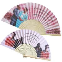 China High Quality Bamboo Fabric Paper Fans Custom Hand Held Fan for Christmas for sale