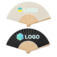 China High Quality Bamboo Fabric Paper Fans Custom Hand Held Fan for Christmas for sale