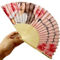 China [I Am Your Fans] Customized Brand Promotional Gift Portable Printed Folding Logo Bamboo Custom Fabric Fan Hand Fans for Women for sale