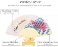 China [I Am Your Fans] Customized Brand Promotional Gift Portable Printed Folding Logo Bamboo Custom Fabric Fan Hand Fans for Women for sale