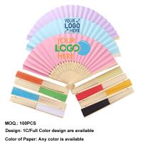 China I AM YOUR FANS MOQ 50PCS Personalized Bamboo Custom Hand Fan Paper Fabric Printing Folding Hand Fan for sale