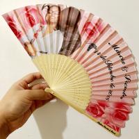 China [I Am Your Fans] Personalized Branded Print Bambu Fan Customized Your Design Gifts Beautifully Folded Paper Fan for sale