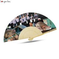China Hot Sale Personalized Eco-Friendly 21cm 23cm Bamboo Hand Fan Animal Protection Theme Folding for Sales New Year Halloween for sale