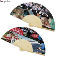 China Personalized 21Cm Bamboo Hand Fan Animal Protection Theme Folding Hand Fan for Cultural Promotion for sale