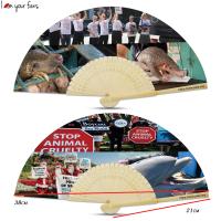 China Personalized 21Cm Bamboo Hand Fan Animal Protection Theme Folding Hand Fan for Cultural Promotion for sale