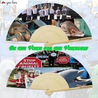 China Personalized 21Cm Bamboo Hand Fan Animal Protection Theme Folding Hand Fan for Cultural Promotion for sale
