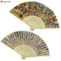 China Factory Custom Folding Fan Festival Celebration Souvenir Silk Bamboo Fan Hand Fans for sale