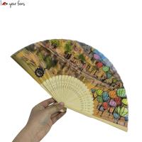 China Factory Custom Folding Fan Festival Celebration Souvenir Silk Bamboo Fan Hand Fans for sale